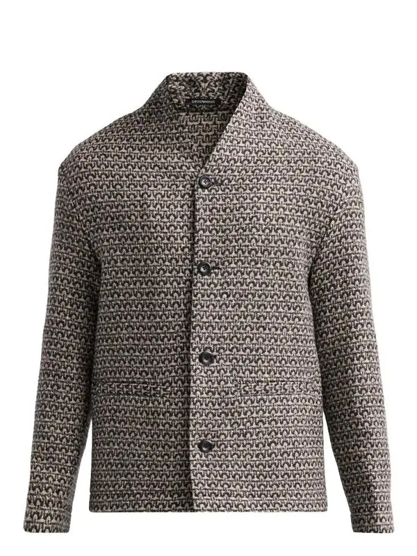 Emporio Armani Geo Tweed-effect Wool Cardigan Jacket - Multi