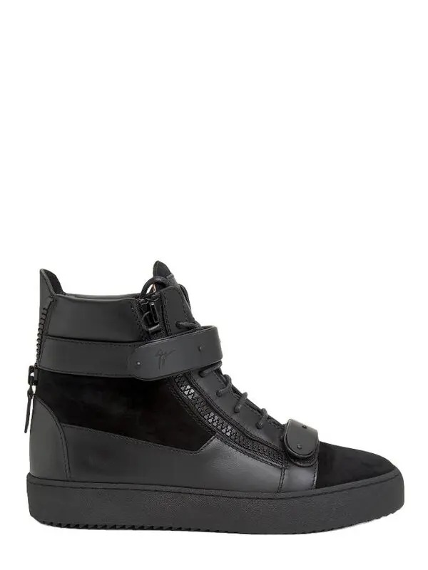 GIUSEPPE ZANOTTI Ru50040 Leather High-top Sneakers - Black