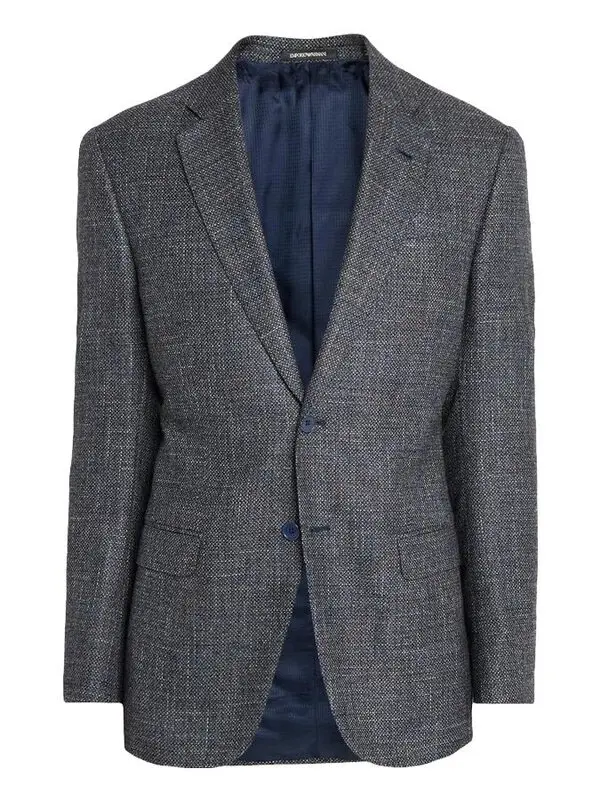 Emporio Armani Melange Wool-blend Sport Coat - Blue Multi