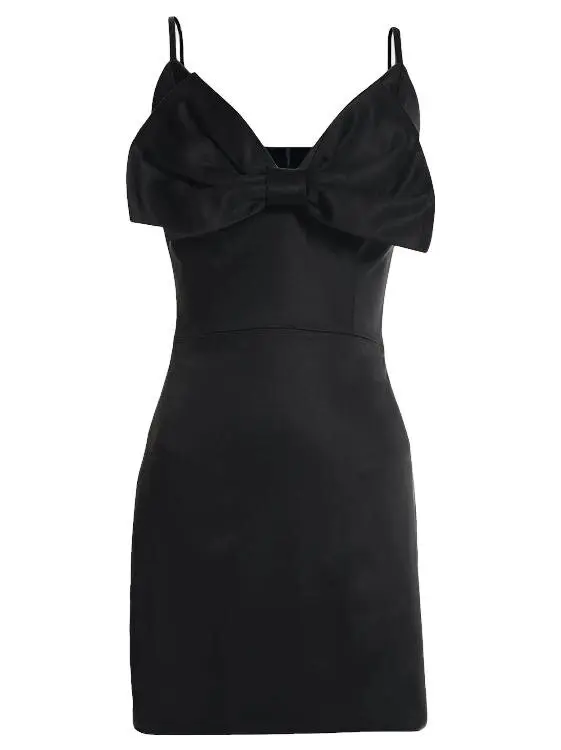 Dress The Population Mel Satin Bow Minidress - Black