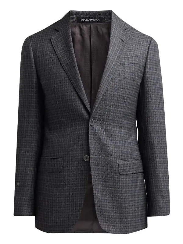 Emporio Armani Blur Box Checked Wool Sport Coat - Multi Check Pattern