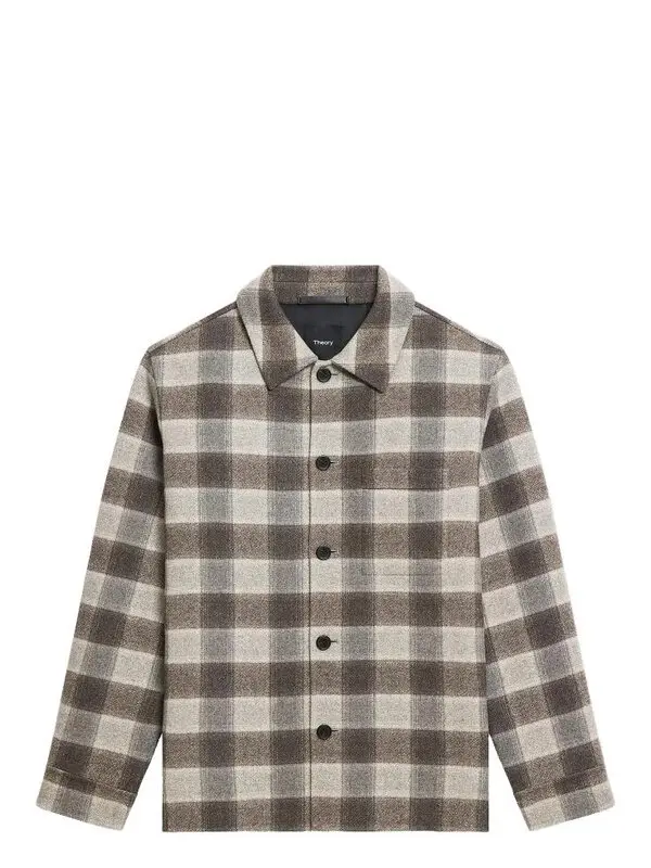 Theory Check Double-face Wool-cashmere Overshirt - Feather Multi