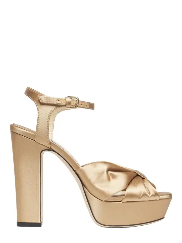 JIMMY CHOO Heloise 120mm Satin Platform Sandals - Camel