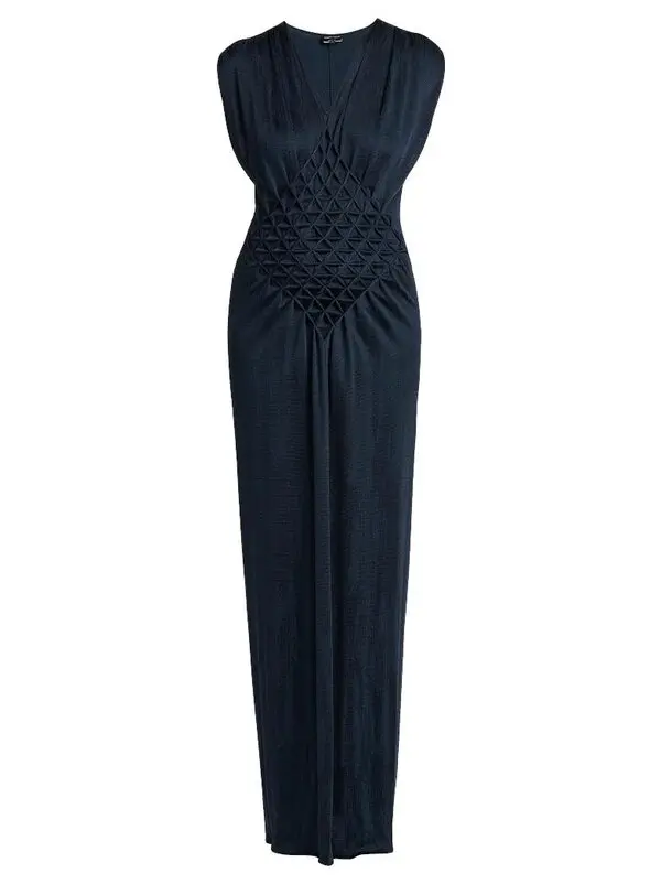 Giorgio Armani Texture Weave Satin Maxi Dress - Outer Space