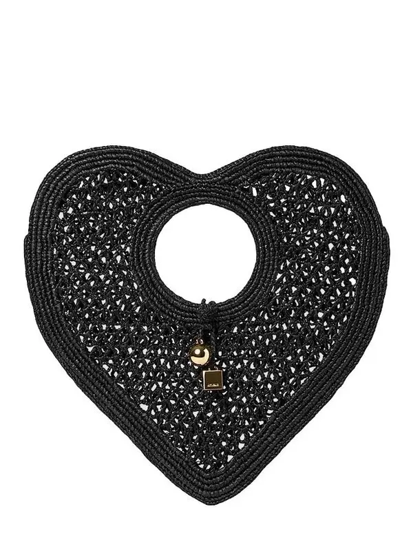 Jacquemus Le Spiaggia Coeur Raffia Clutch - Black