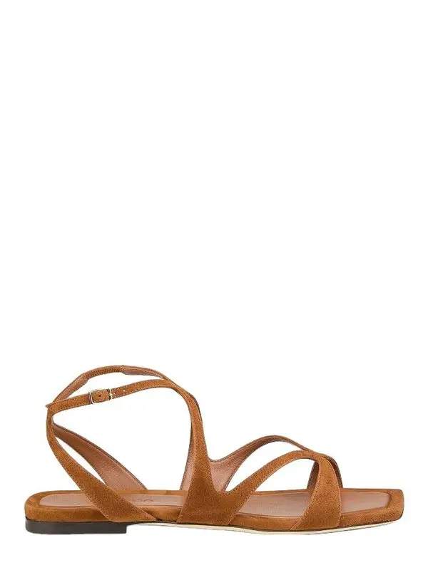 JIMMY CHOO Ayla Suede Strappy Flat Sandals - Tan