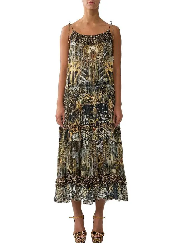 Camilla Feline Folklore Tiered Fringe Midi-dress - Multi