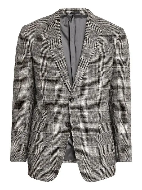 Giorgio Armani Glen Check Wool-cashmere Sport Jacket - Black Multi