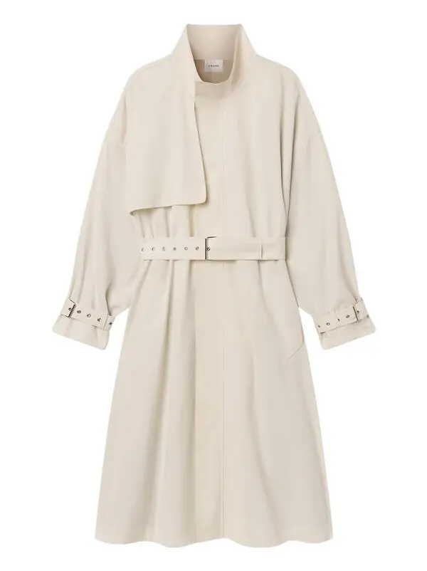 FRAME Field Tie-waist Cotton Trench Coat - Ecru