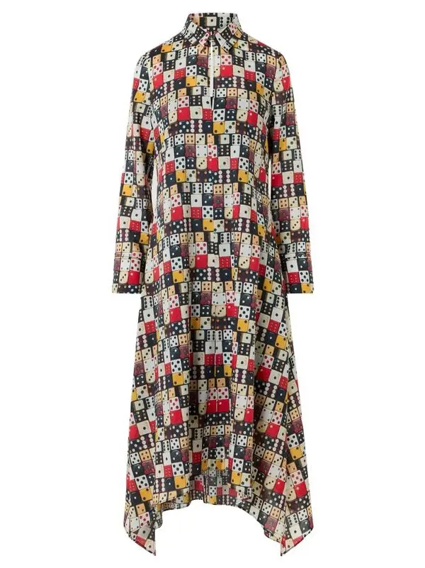 Akris Small Dice-print Wool Shirtdress - Multicolor