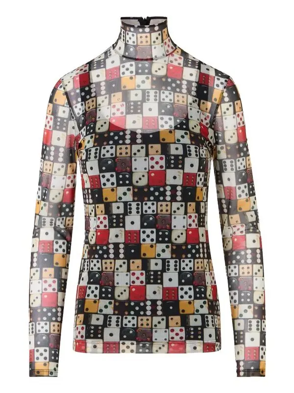 Akris Dice Print Tulle Top - Multicolor