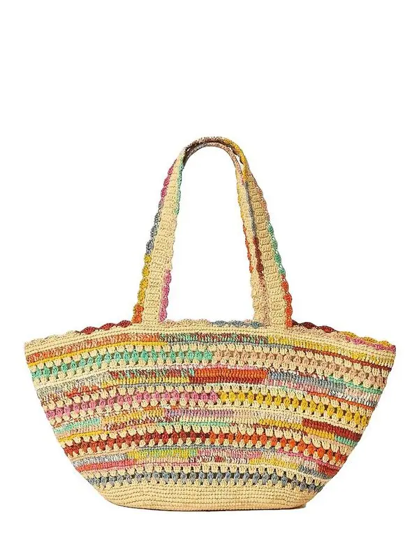 BTB LOS ANGELES Ornella Striped Raffia Tote Bag - Multi