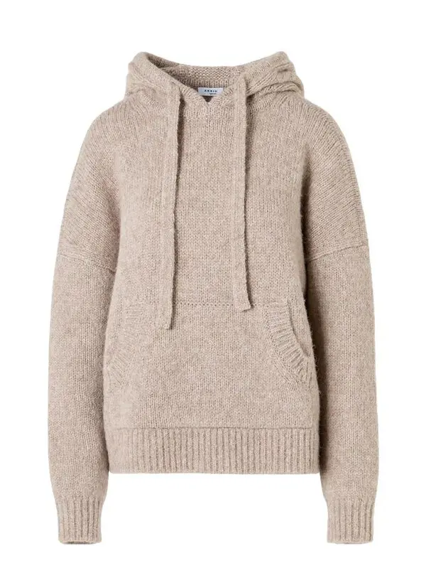 Akris Fluffy Alpaca-wool Knit Hoodie - Oat