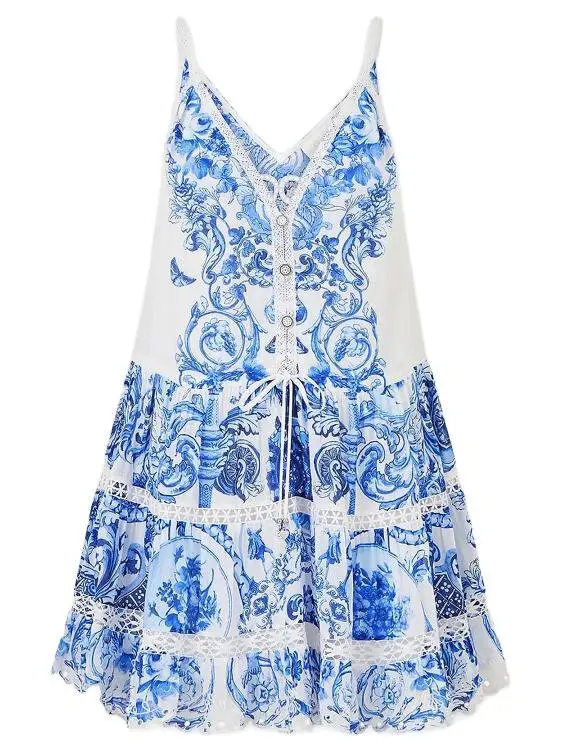 Camilla Gathered Minidress - Ceramic Panoramic