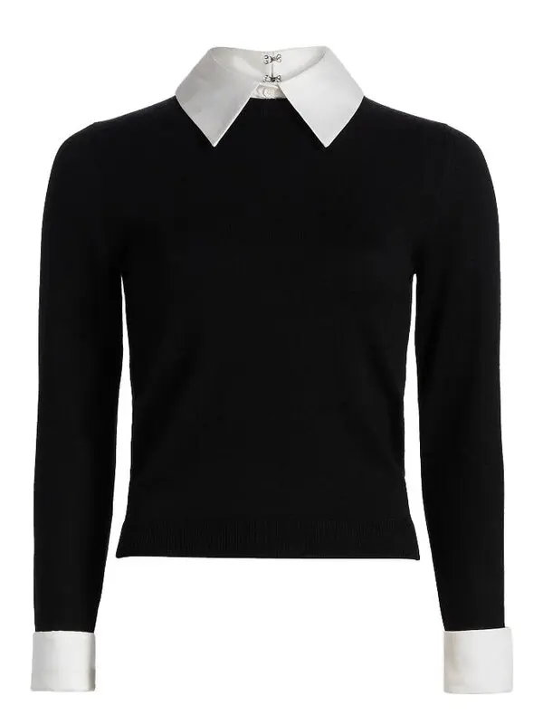 Alice + Olivia Porla Collared Wool Sweater - Black