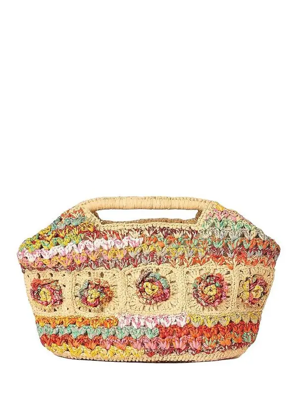 BTB LOS ANGELES Hazel Floral Woven Raffia Clutch - Multi