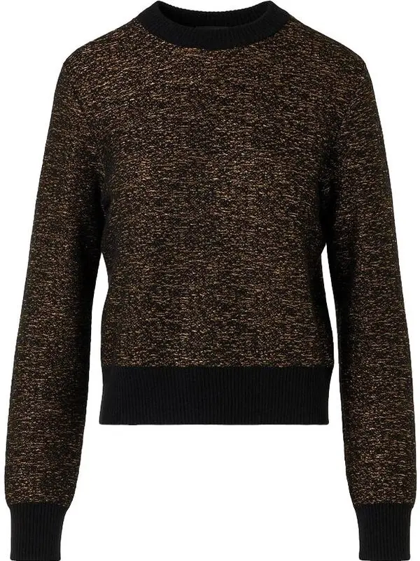 Akris Metallic Cashmere-blend Crewneck Sweater - Black Gold