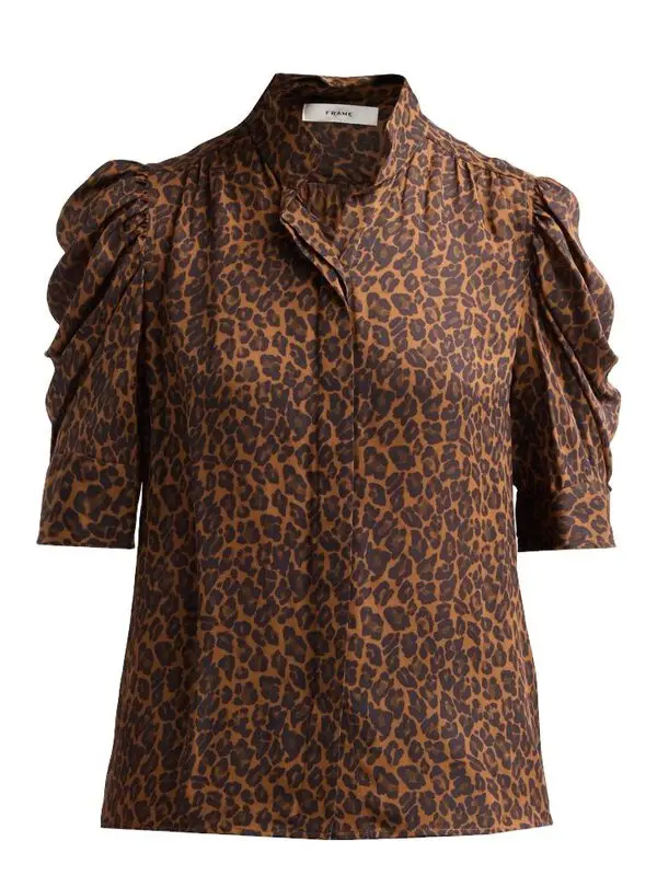 FRAME The Gillian Leopard Print Top - Light Leopard Multi