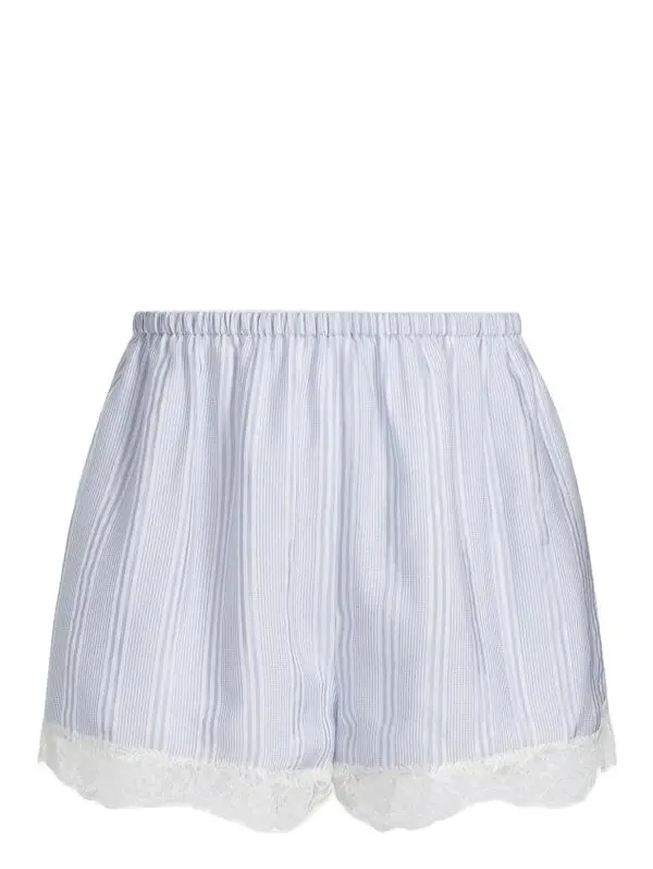 FRAME The Stripe Silk Lace-trim Shorts - Chambray Multi