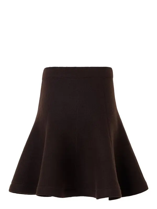 Akris Boiled Wool Panel Mini Skirt - Espresso