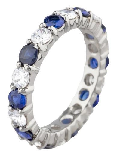 FANTASIA BY DESERIO 14k White Gold, 1.10 Tcw Lab-grown Sapphire & 1.10 Tcw Cubic Zirconia Eternity Band - Blue