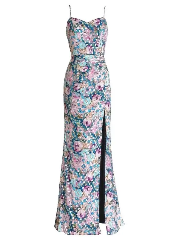 Dress The Population Drae Metallic Draped Gown - Capri Multi