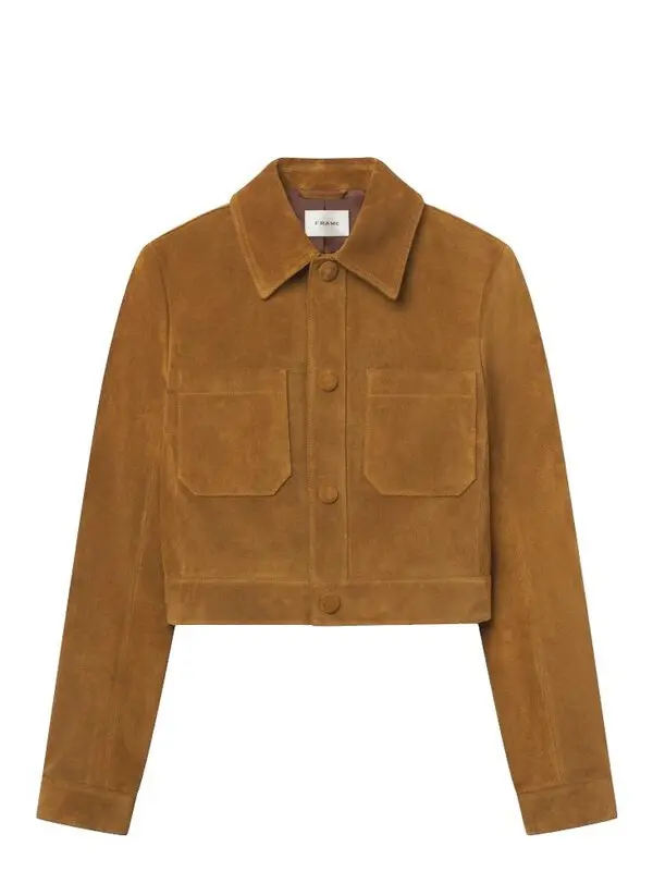 FRAME The Suede Spread-collar Jacket - Saddle