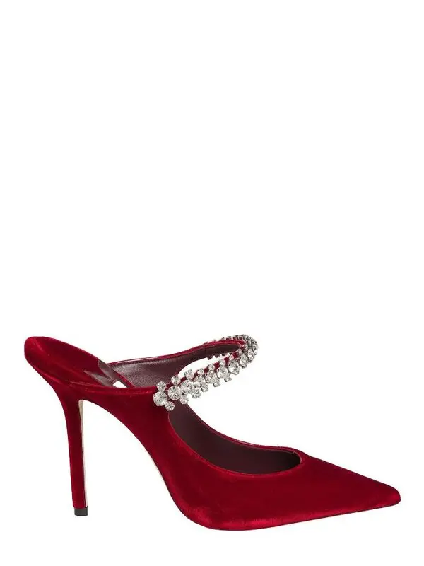 JIMMY CHOO Bing 100mm Crystal-embellished Velvet Mules - Ruby Red