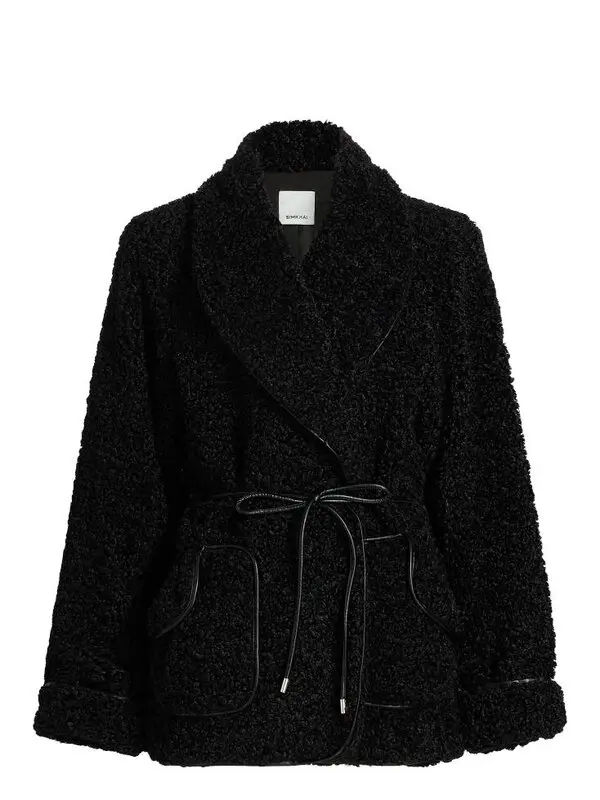 Simkhai Kimia Tie-waist Faux Sherpa Jacket - Black