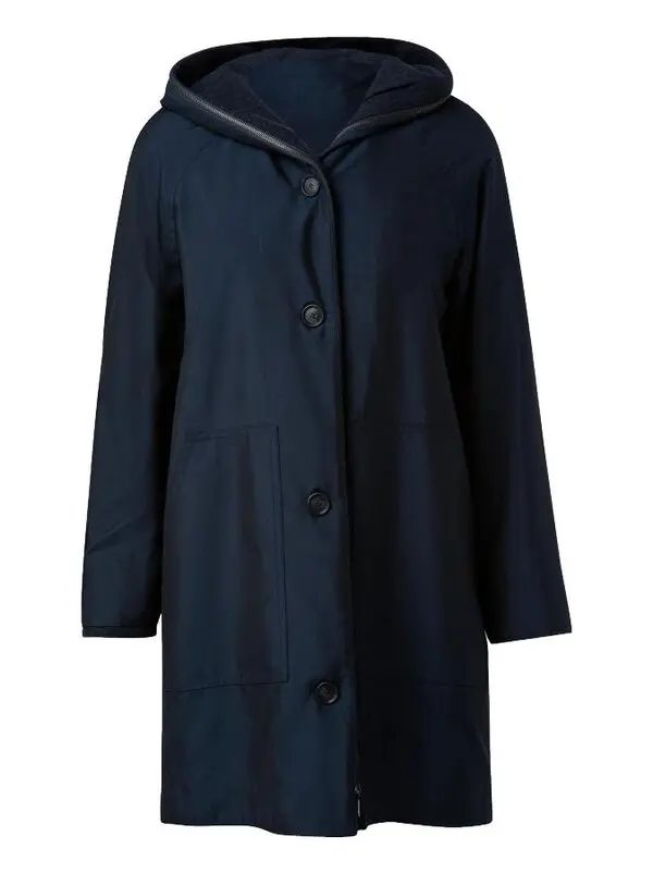 Akris Bellevue 2-in-1 Cashmere & Silk Poplin Short Coat - Navy