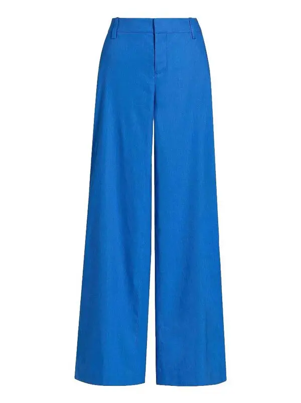 Alice + Olivia Stu Linen-blend Low-rise Baggy Pants - Blue Iris