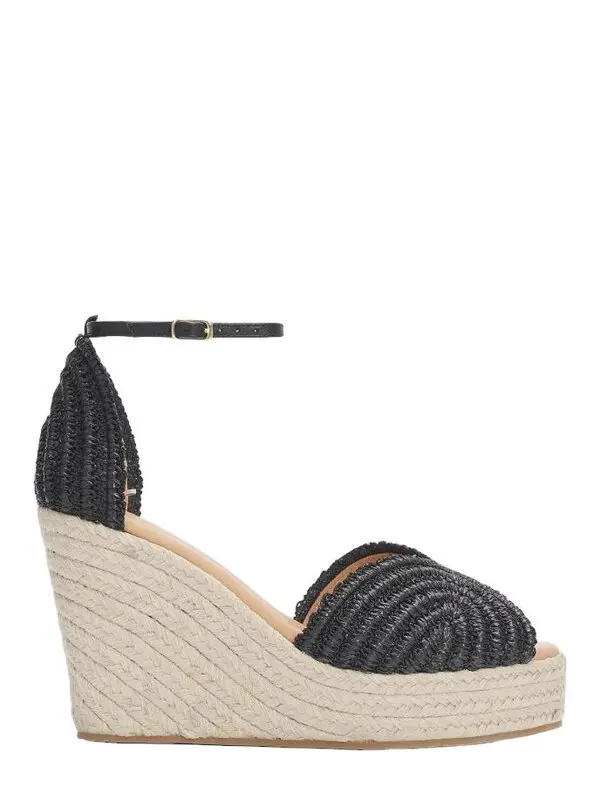 ODISSI Ava Platform Wedge Espadrilles - Black
