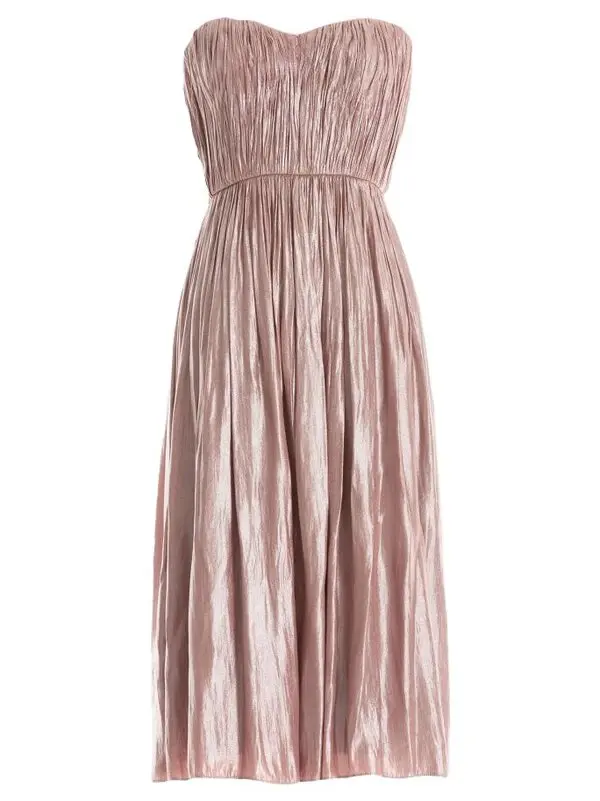 Dress The Population Tovah Satin Strapless Fit & Flare Midi-dress - Rose
