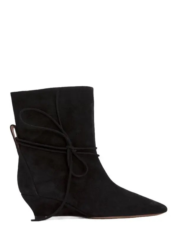 ODISSI Gemma Suede Wedge Boots - Black