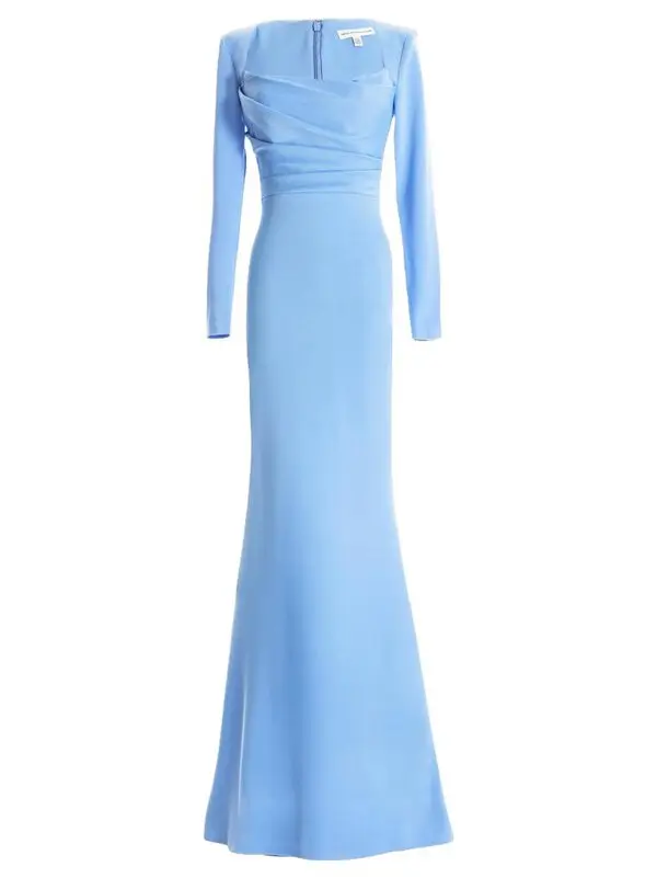 Dress The Population Delores Satin Square Neck Mermaid Gown - Sky