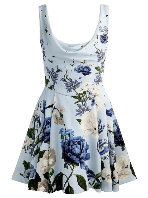 Alice + Olivia Estrella Floral Flare Mini Dress - Fly Away