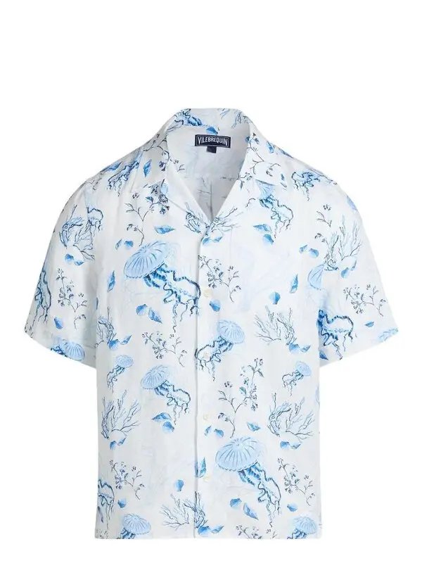 Vilebrequin Medusa & Shells Linen Camp Shirt - Blanc