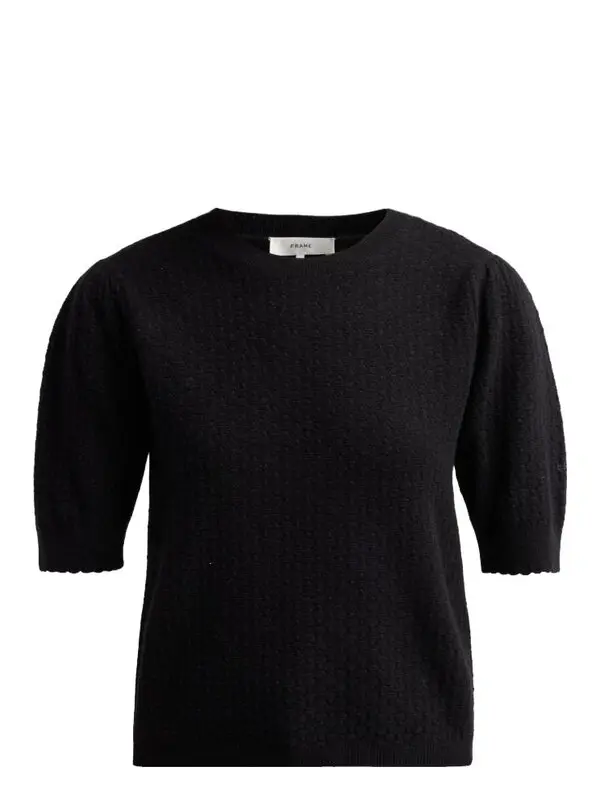 FRAME The Gathered Honeycomb Sweater - Black