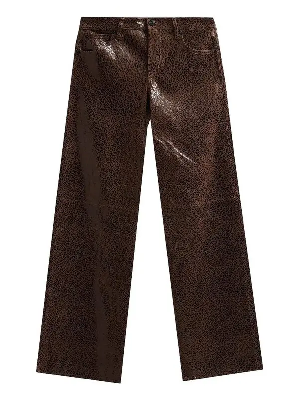 FRAME The Suede Gray Pants - Glossy Leopard