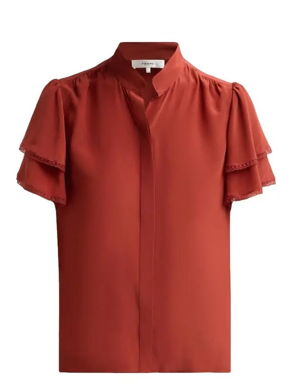 FRAME Arcadia Silk Short-sleeve Top - Paprika