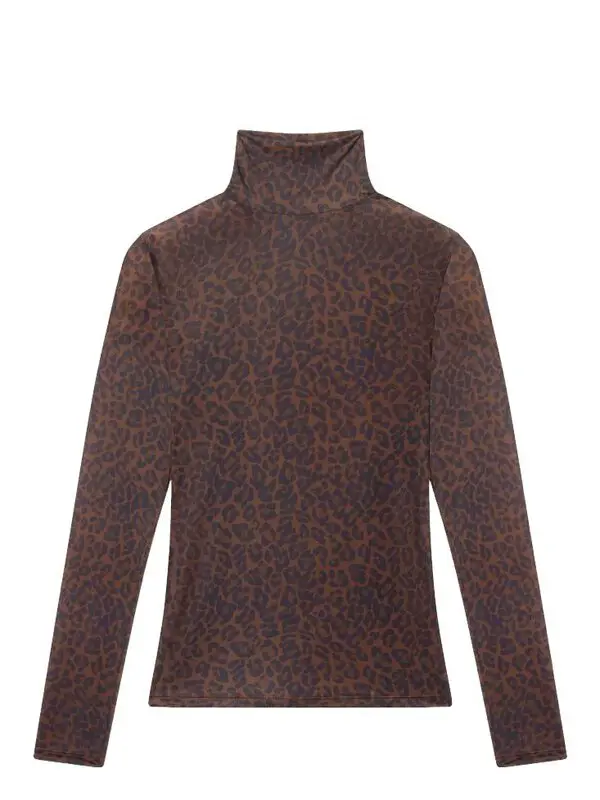 FRAME The Hosiery Leopard Print Sheer Top - Dark Leopard Multi