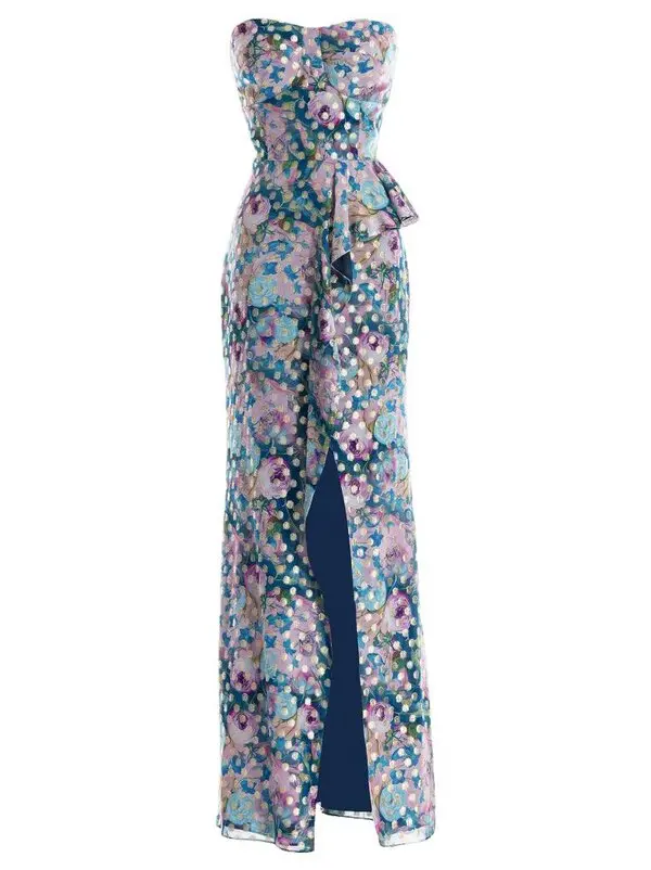 Dress The Population Kai Embellished Bustier Body-con Gown - Capri Multi
