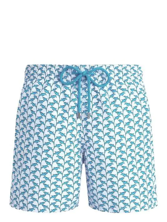 Vilebrequin Moorea Net Sharks Swim Trunks - Blanc
