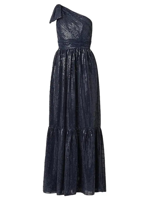 Shoshanna Indigo Sequined One-shoulder Gown - Navy