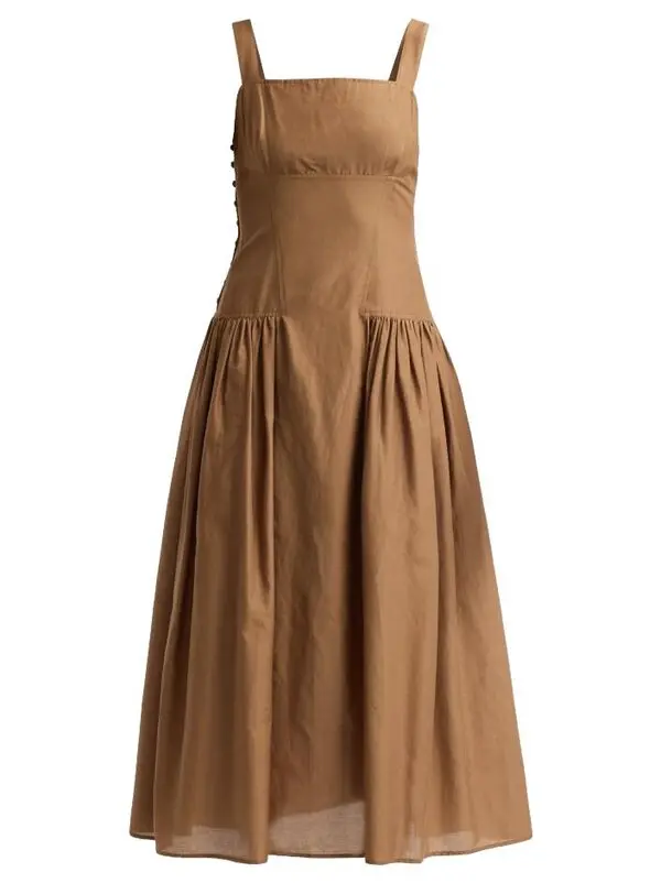 FRAME The Garden Basque-waist Midi Dress - Moss