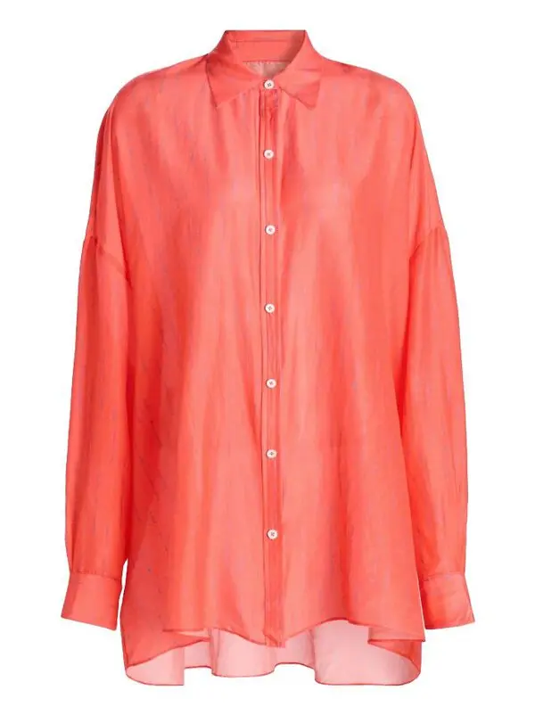 Kiki De Montparnasse Joue Avec Moi Print Cotton-blend Oversized Shirt - Pamplemousse