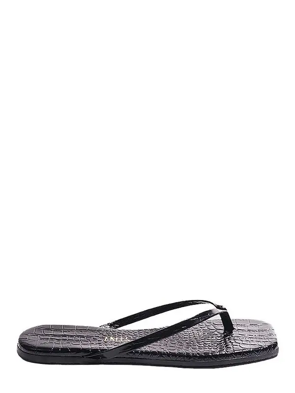 Tkees Croc-embossed Leather Flat Sandals - Sable Croc