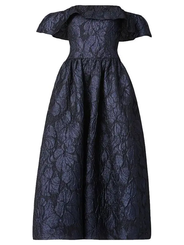 Shoshanna Solana Metallic Jacquard Cocktail Dress - Navy