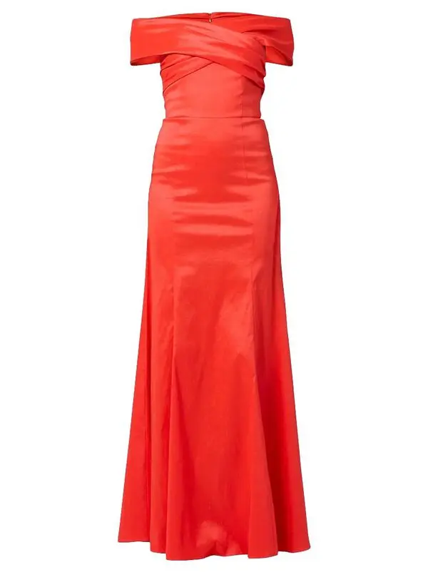 Shoshanna Etta Off-the-shoulder Maxi Dress - Cherry