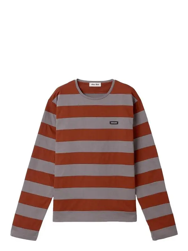 Miu Miu Striped Jersey T-shirt - Grey Multi